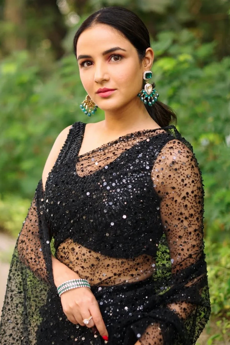 Partywear Designer Sequins Saree - Jasmin Bhasin's Choice | Aliyana ...